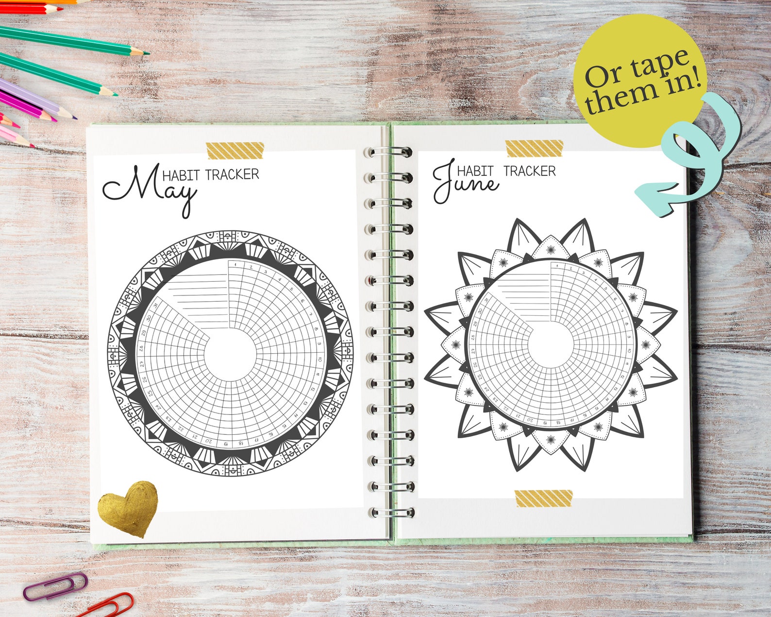 Mandala Monthly Habit Trackers | Etsy