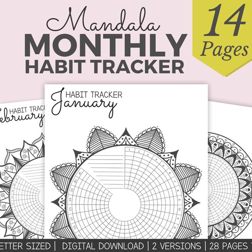 Mandala Habit Tracker Printable Monthly Wheel Tracker - Etsy