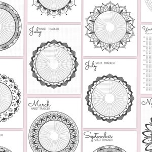 Mandala Monthly Habit Trackers - Etsy