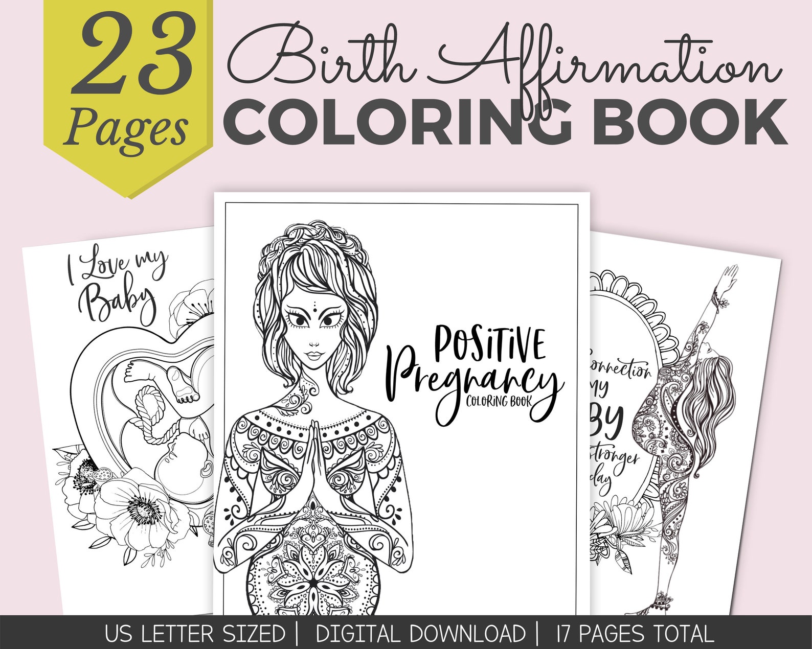Birth Affirmation Coloring Pages | Pregnancy Coloring Pages - Etsy