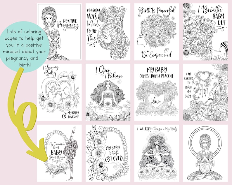 Birth Affirmation Coloring Pages | Pregnancy Coloring Pages - Etsy