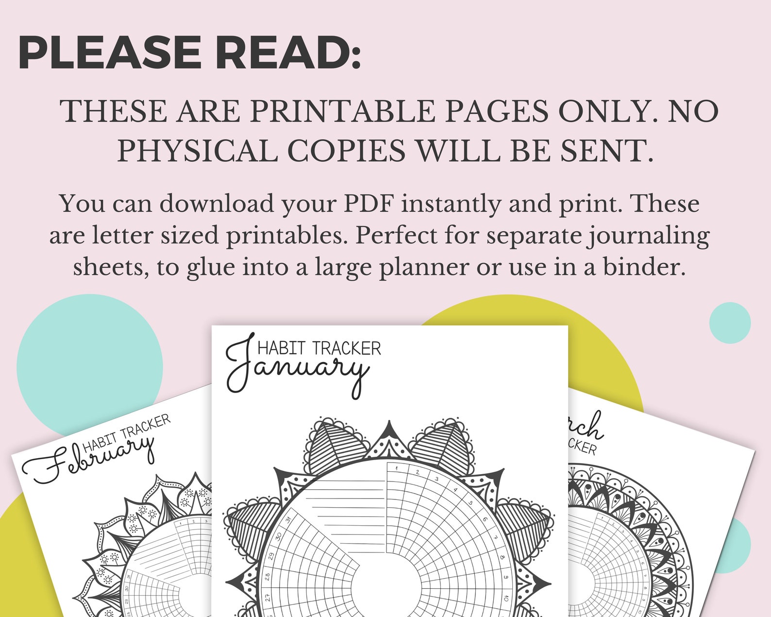 Mandala Monthly Habit Trackers | Etsy