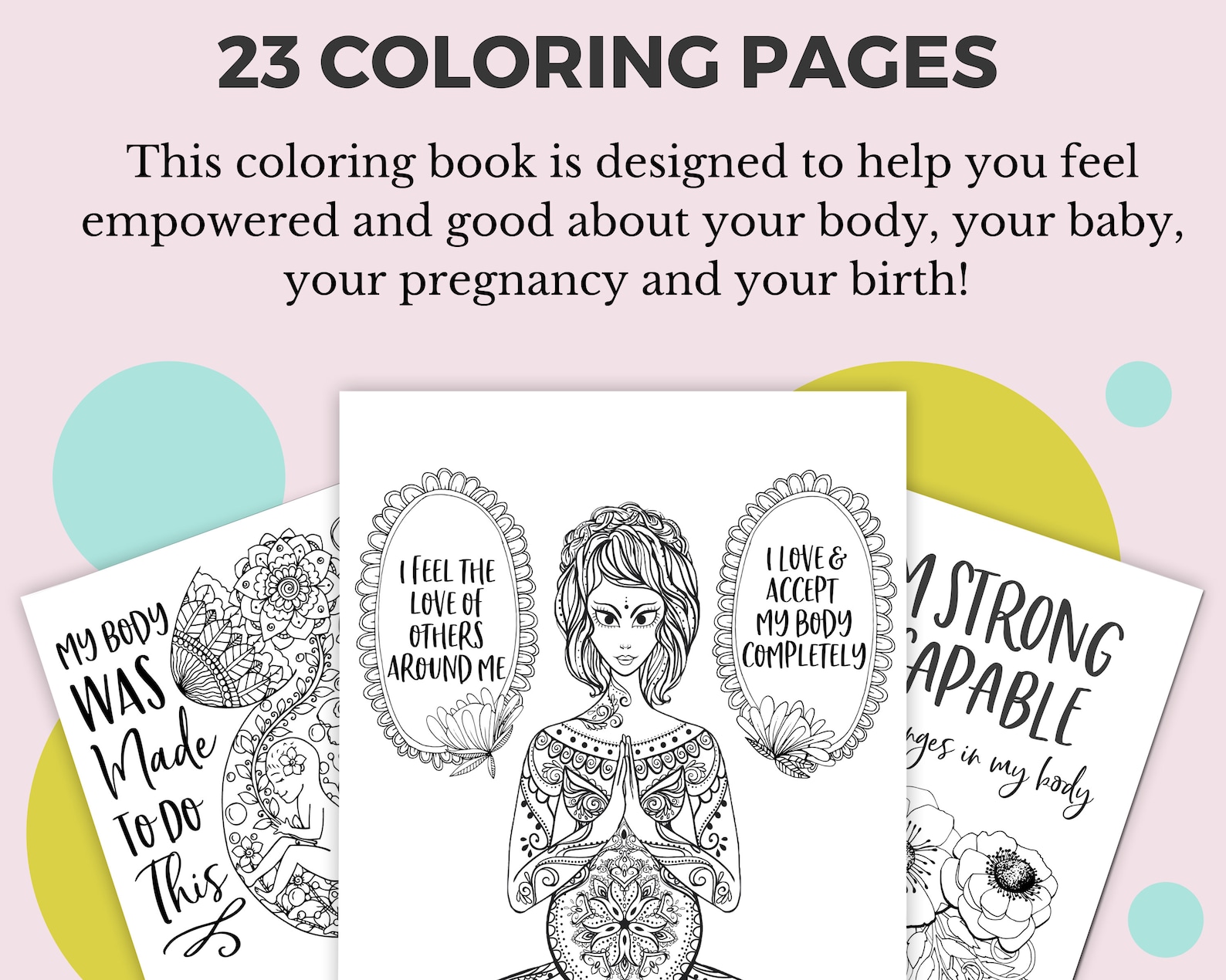 Birth Affirmation Coloring Pages | Pregnancy Coloring Pages - Etsy