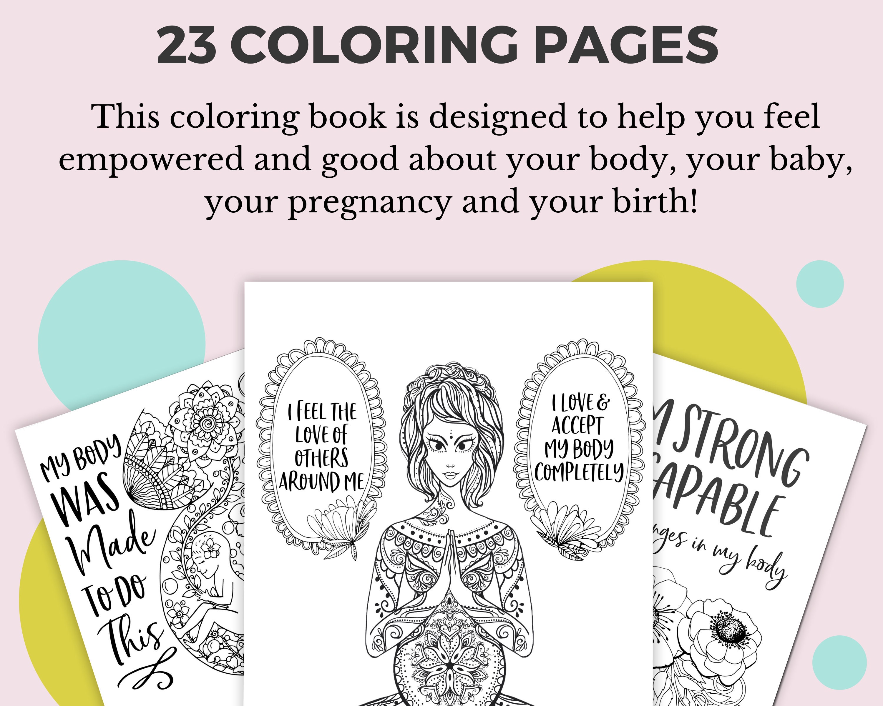 Birth Affirmation Coloring Pages | Pregnancy Coloring Pages - Etsy
