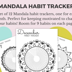 Mandala Monthly Habit Trackers - Etsy