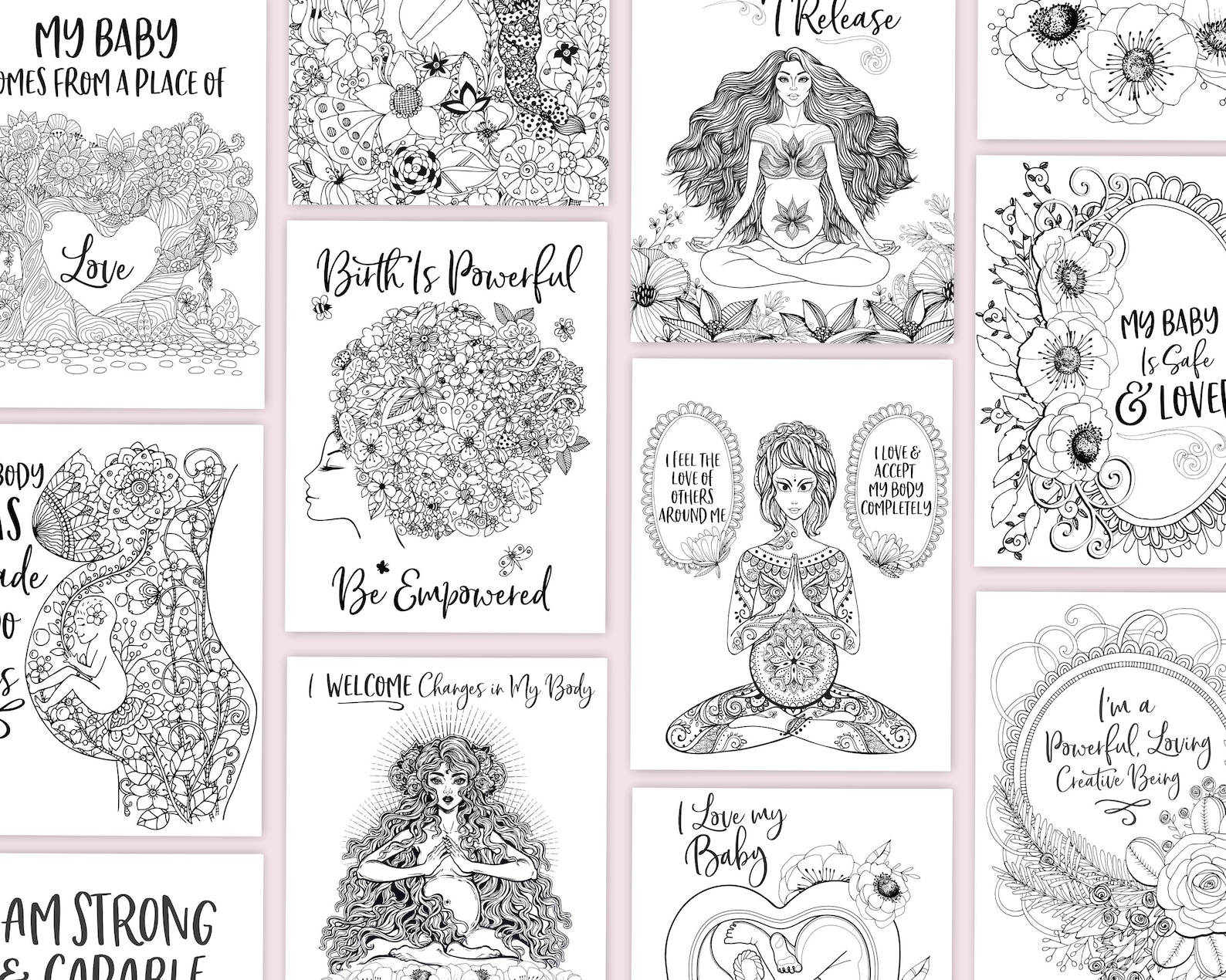 Birth Affirmation Coloring Pages | Pregnancy Coloring Pages - Etsy