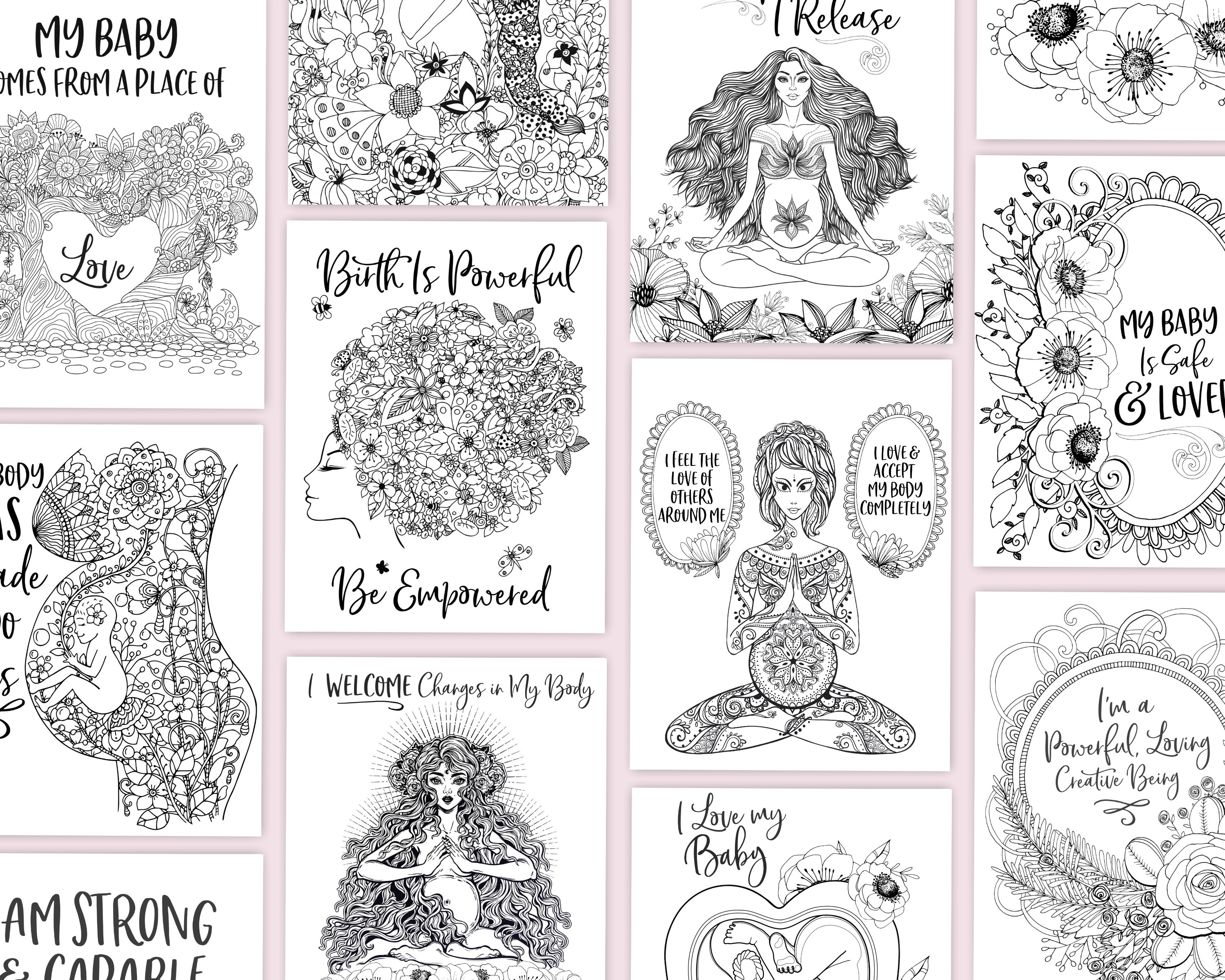 Birth Affirmation Coloring Pages | Pregnancy Coloring Pages - Etsy