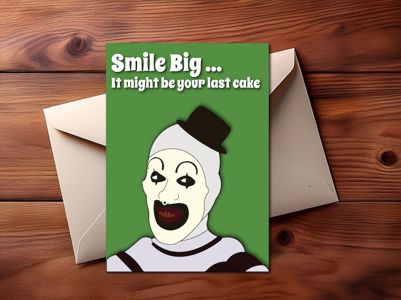 Terrifier Art the Clown Birthday Card: Horror Movie Fan (digital ...