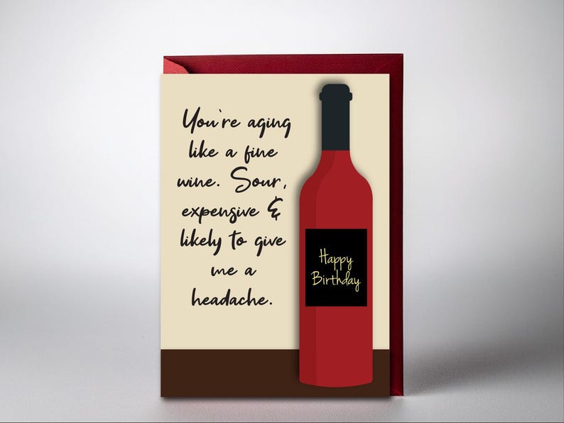 Funny Wine Birthday Card Printable | Aging Like Fine Wine | Digital ...