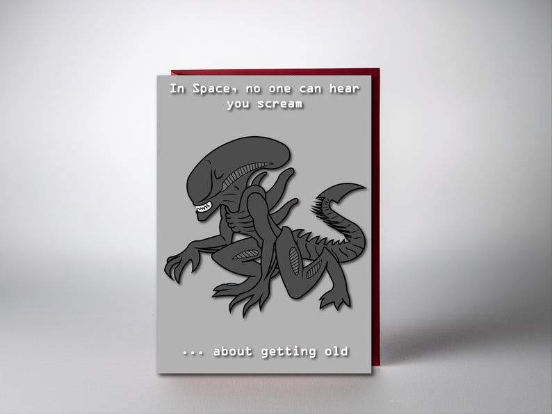 Xenomorph Birthday Card: Sci-fi Horror Movie Fan (PDF Downloadable Card ...