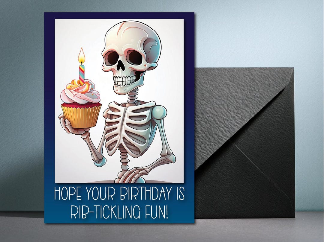Skeleton Birthday Card | Kids Birthday Card, Digital Download ...