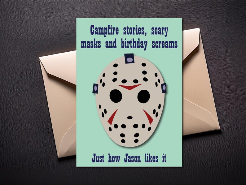 Funny Friday the 13th Birthday Card: Jason Voorhees Horror Theme (PDF ...