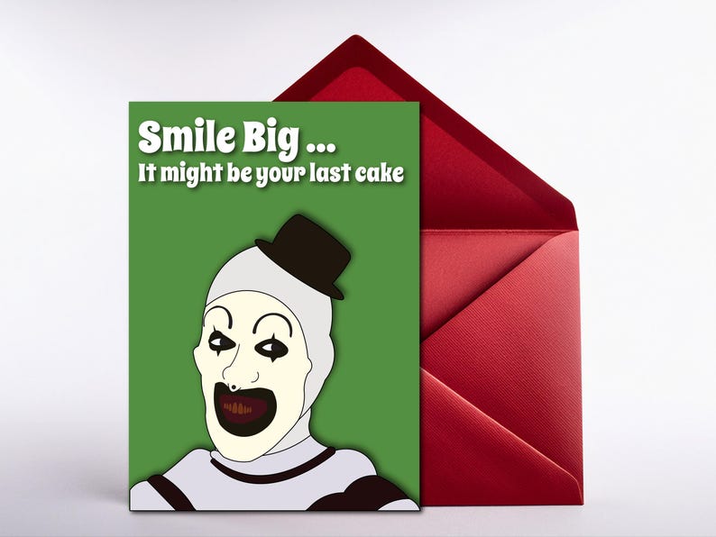 Terrifier Art the Clown Birthday Card: Horror Movie Fan (digital ...