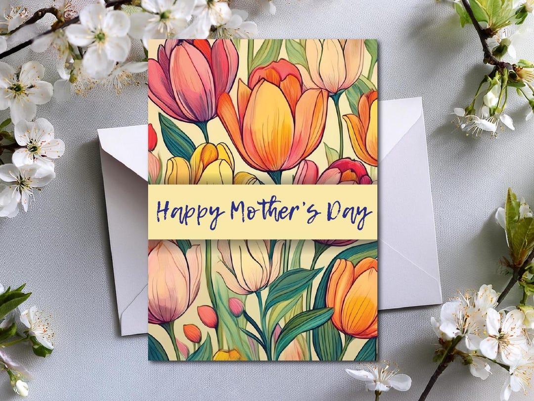 Mother's Day Tulips Card | Digital Download, Gift for Mother, Gift for ...