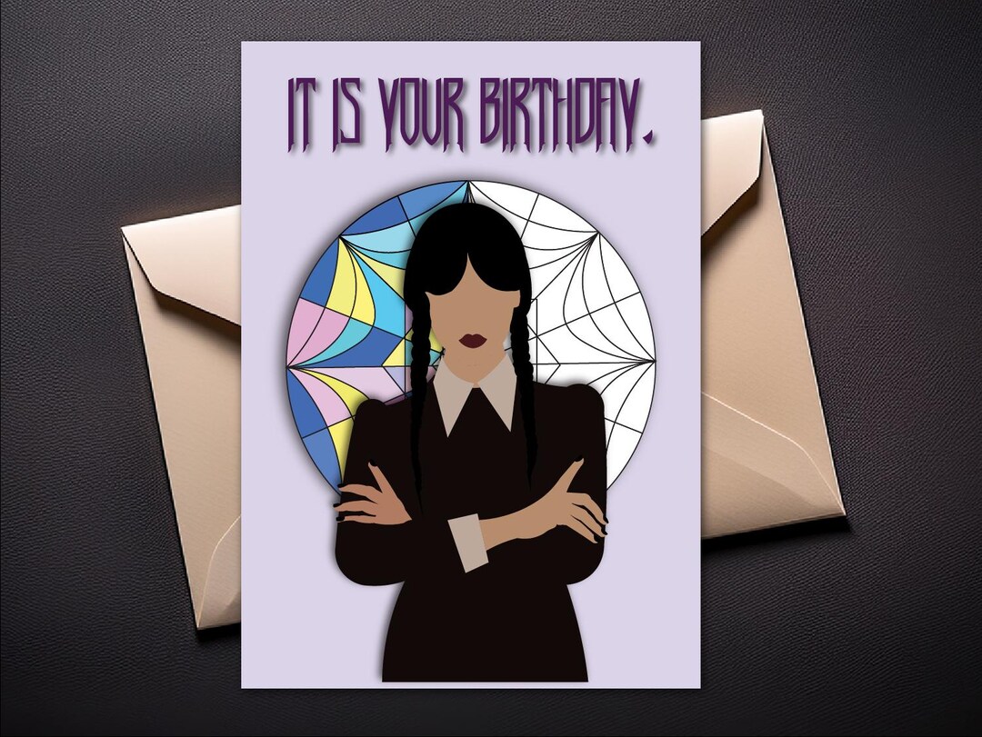Wednesday Addams Birthday Card | Addams Family Fan, Goth, Witchy, Gift ...