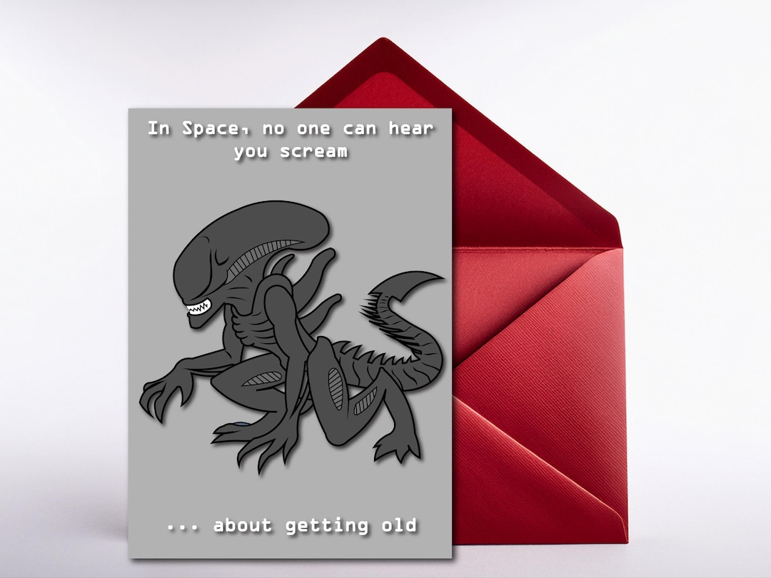 Xenomorph Birthday Card: Sci-fi Horror Movie Fan (PDF Downloadable Card ...