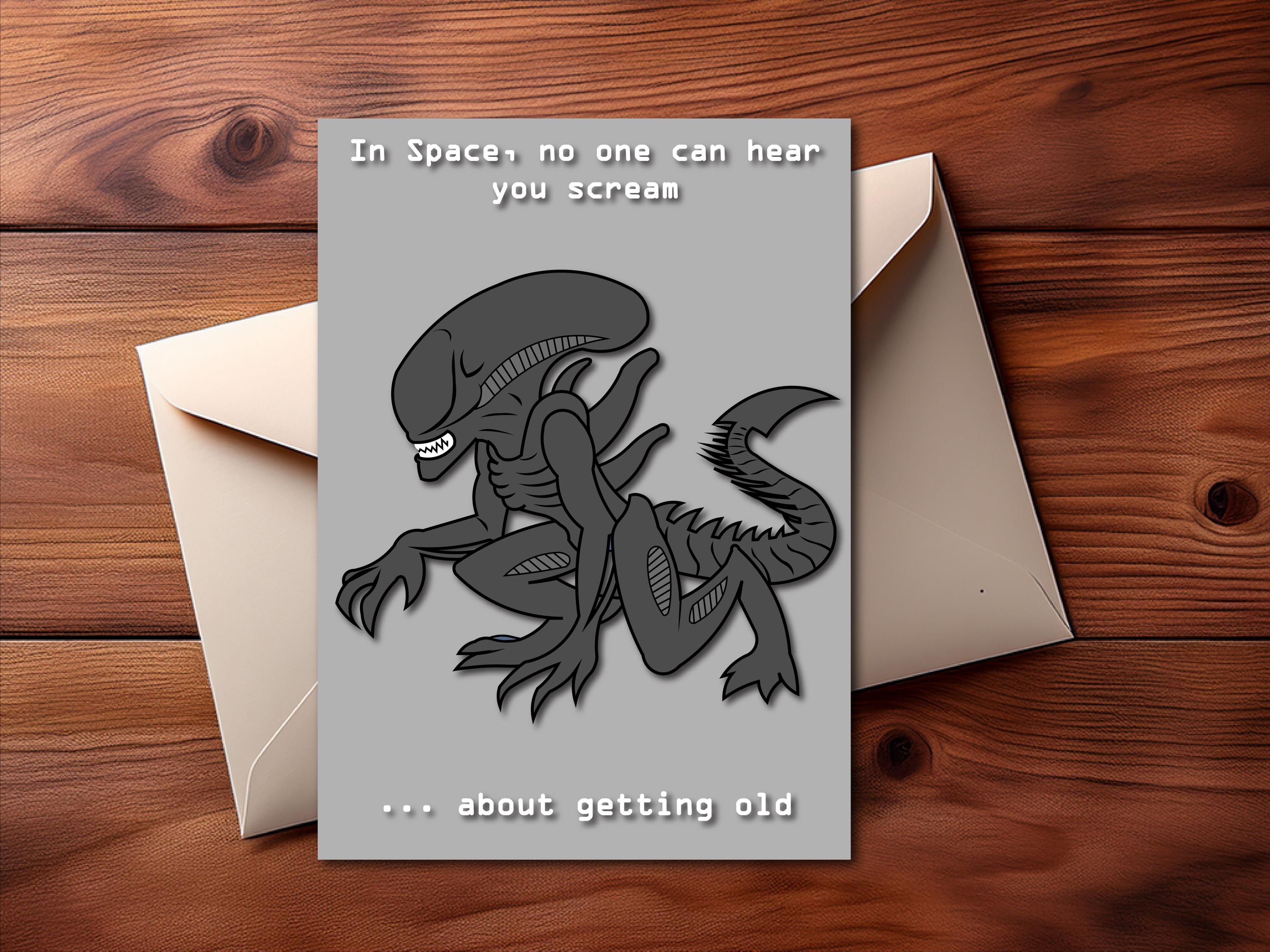 Xenomorph Birthday Card: Sci-fi Horror Movie Fan (PDF Downloadable Card ...
