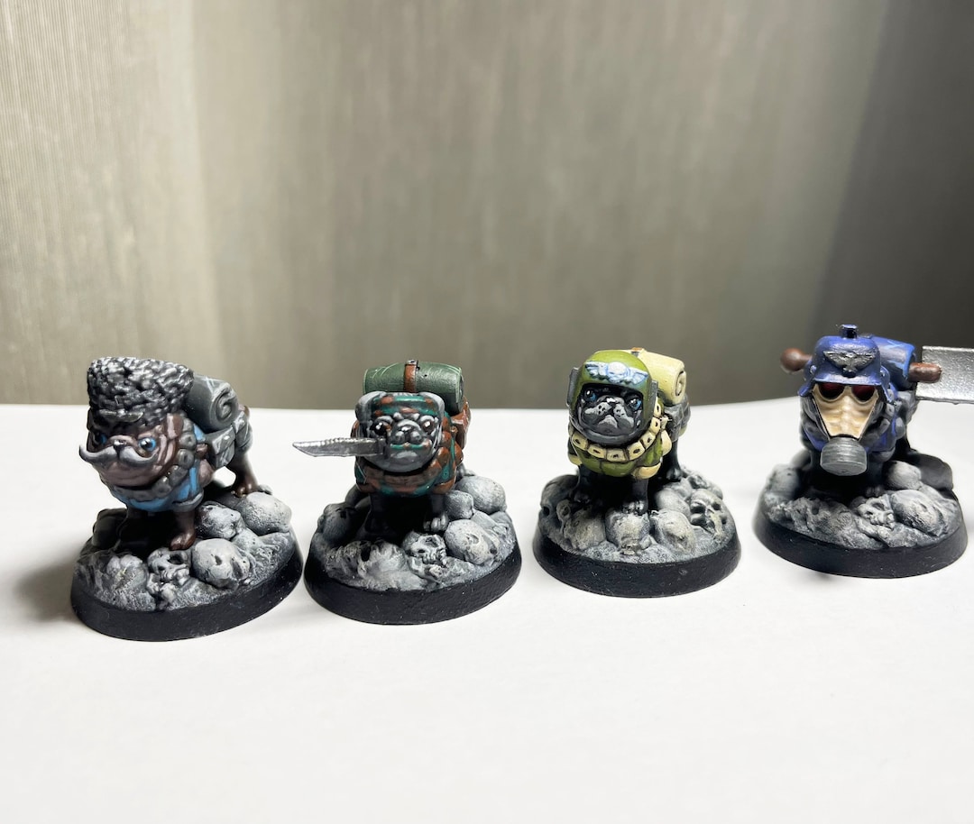 Painted Miniatures Battle Pugs,miniature Painting, Warhammer 40k, 30k ...