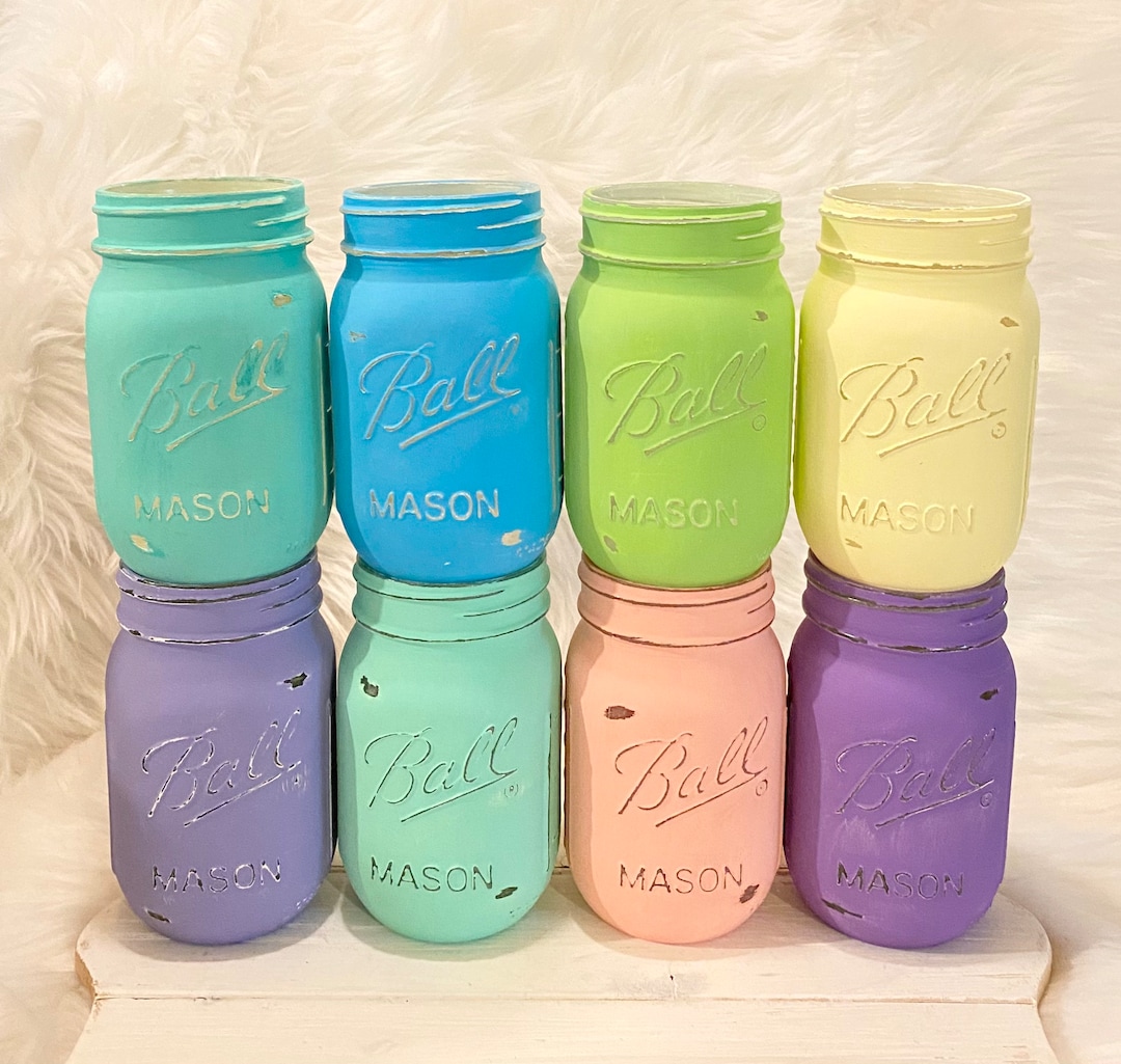 Vibrant Colorful Mason Jars - Etsy