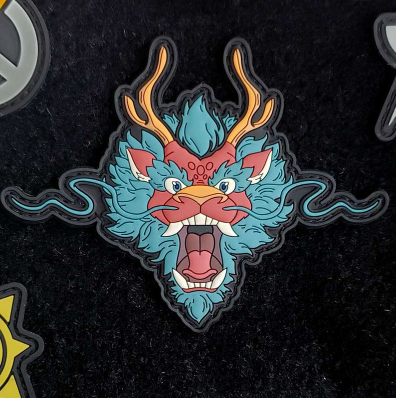 Dragon Head PVC Patch With Free Holographic Sticker - Etsy