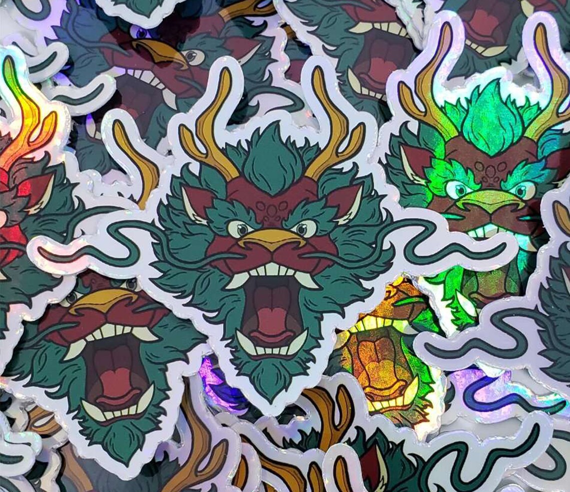 Dragon Head PVC Patch With Free Holographic Sticker | Etsy