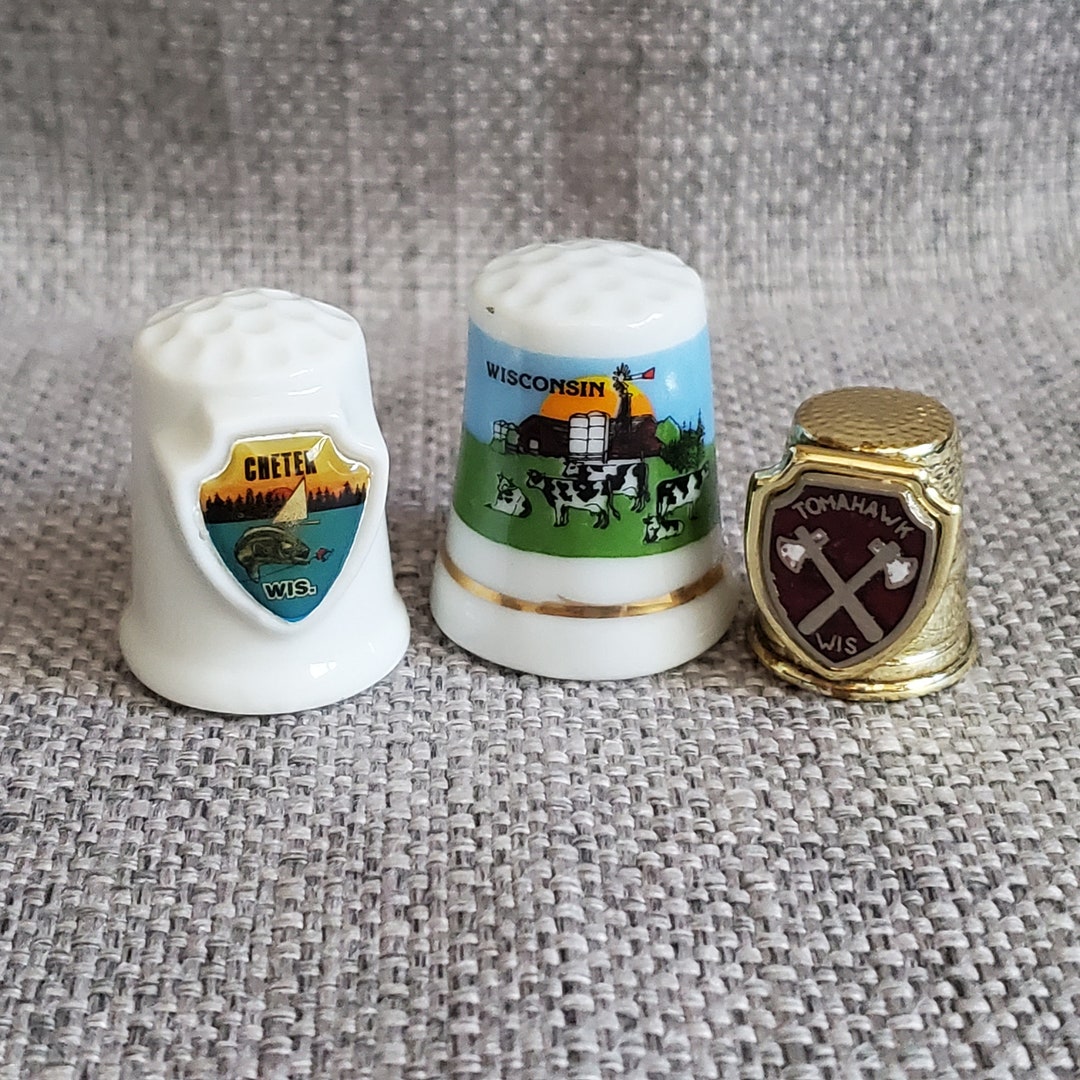 Vintage Souvenir Thimble Wisconsin - Etsy