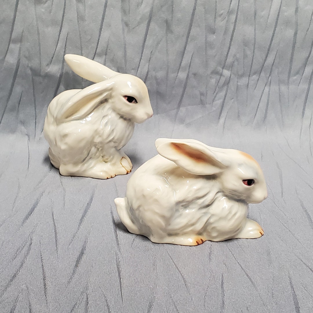 Vintage Goebel White Rabbit Figurines - Etsy