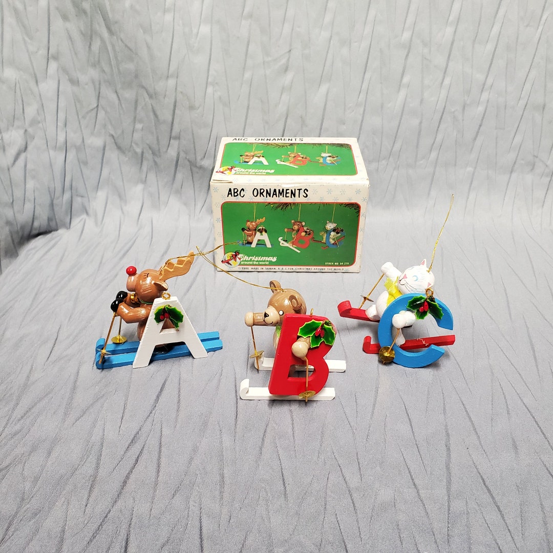 Vintage Wood Christmas Around the World ABC Ornaments - Etsy