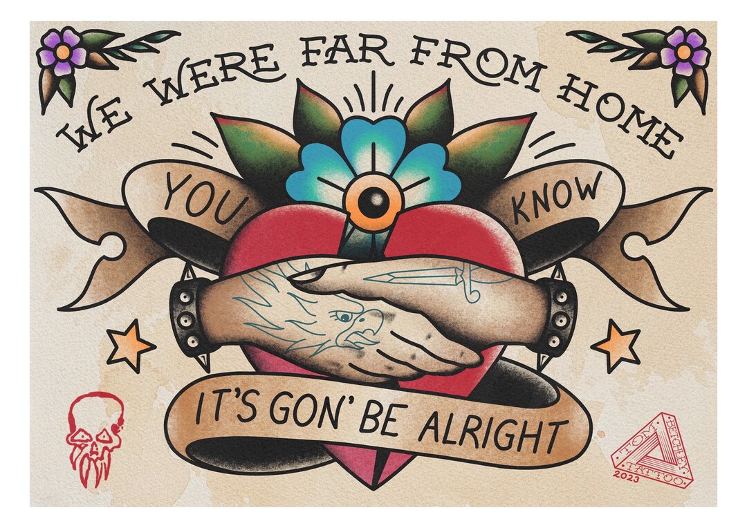 Rancid “old Friend” Inspired A4 High Quality Tattoo Flash Style Print ...