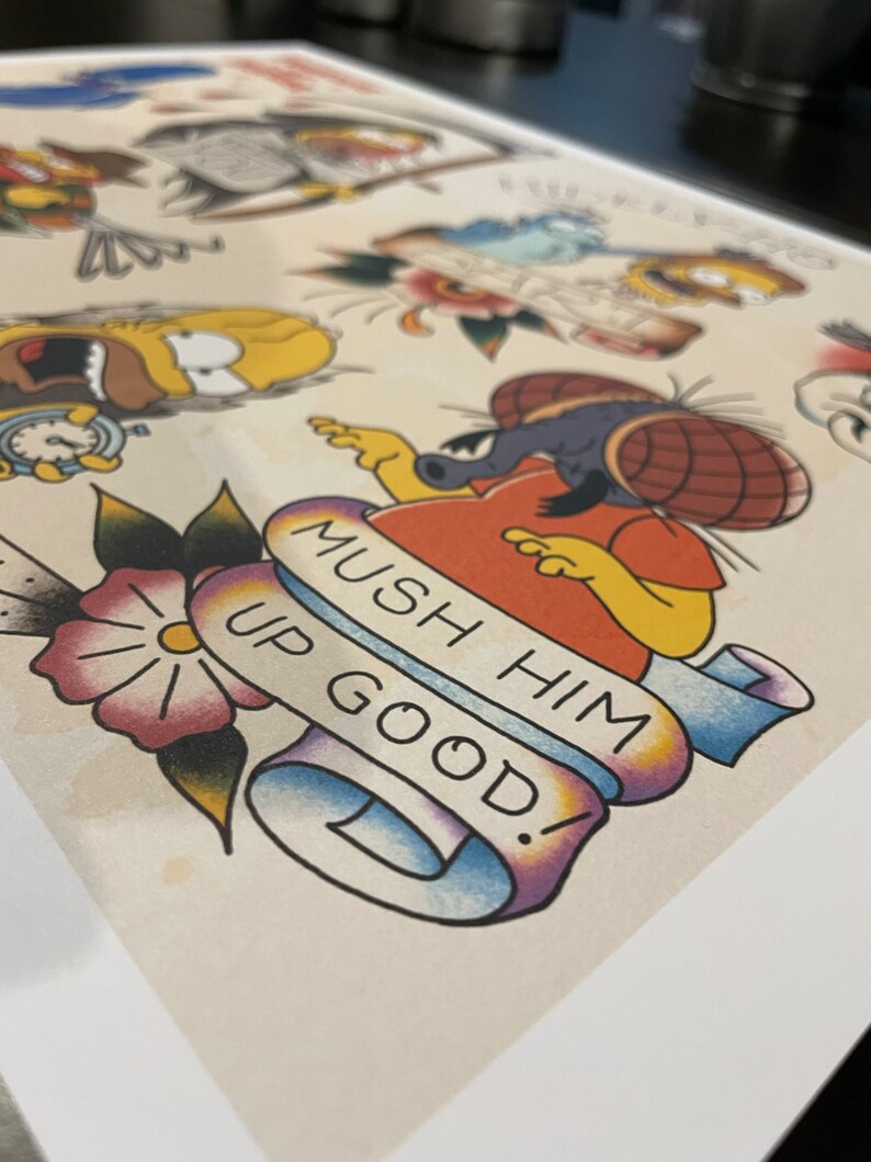 Simpsons treehouse of Horror Tattoo Style A3 Flash Sheet - Etsy