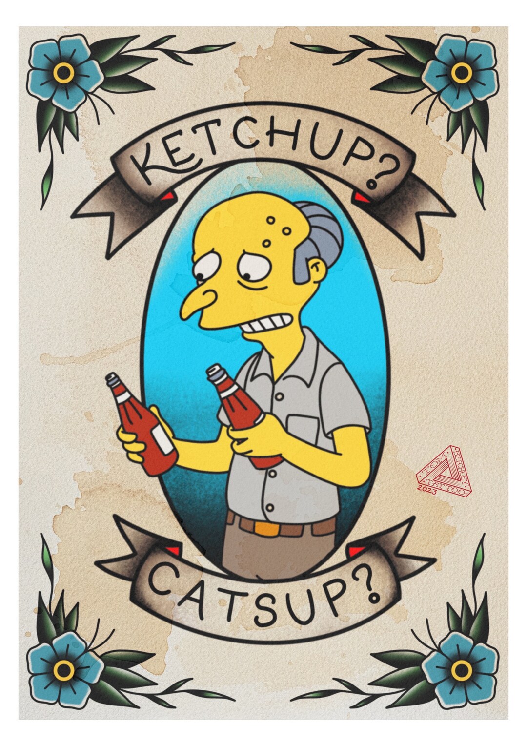 The Simpsons Inspired “decisions, Decisions” A4 High Quality Tattoo ...