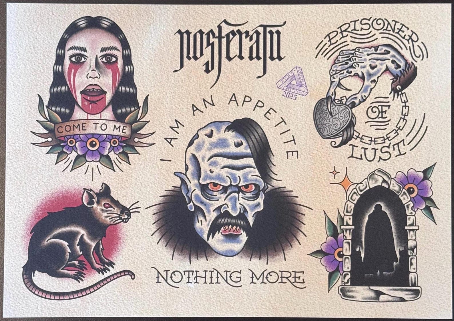 Nosferatu Inspired Tattoo Flash Sheet High Quality A4 Print - Etsy UK