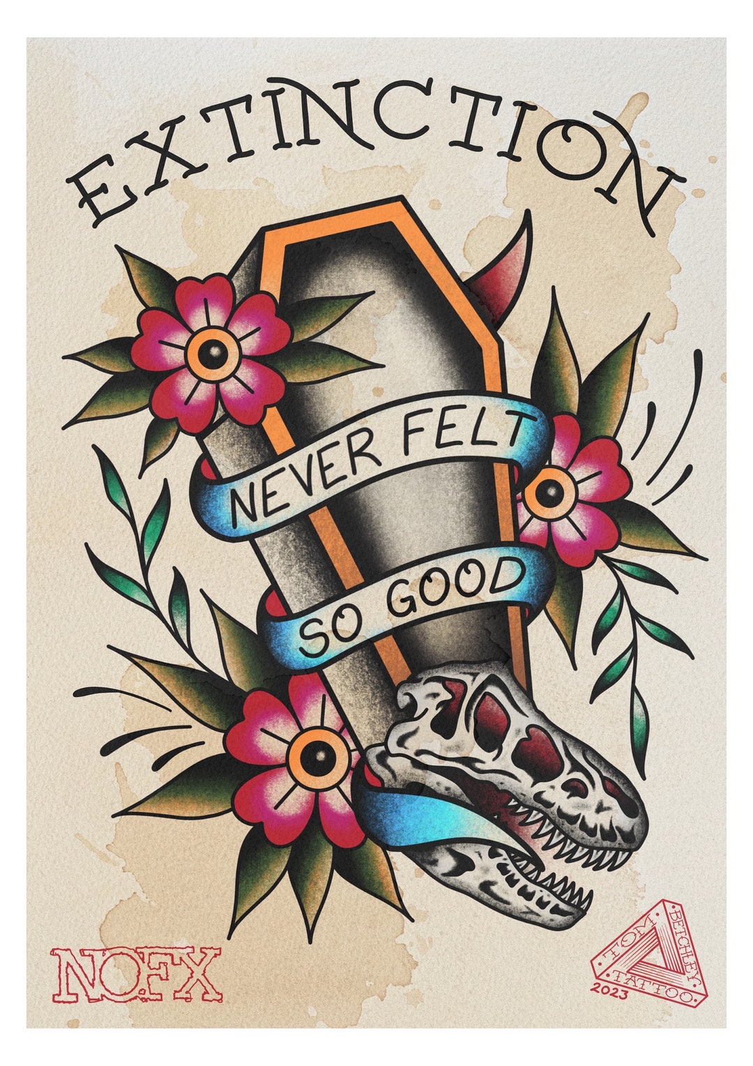 NOFX “dinosaurs Will Die” Inspired A4 High Quality Tattoo Flash Style ...