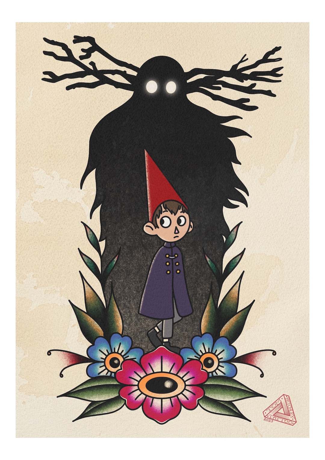 Over the Garden Wall Inspired “the Beast” A4 High Quality Tattoo Flash ...