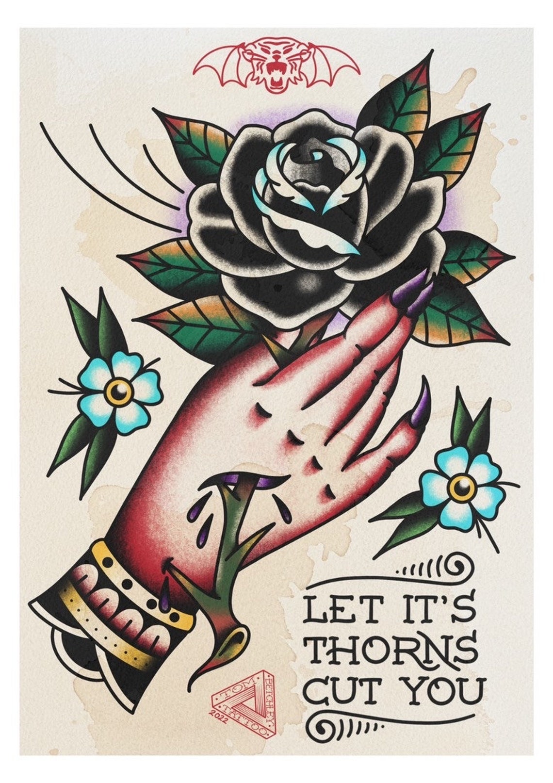 Tiger Army rose of the Devils Garden Inspired A4 High Quality Tattoo ...