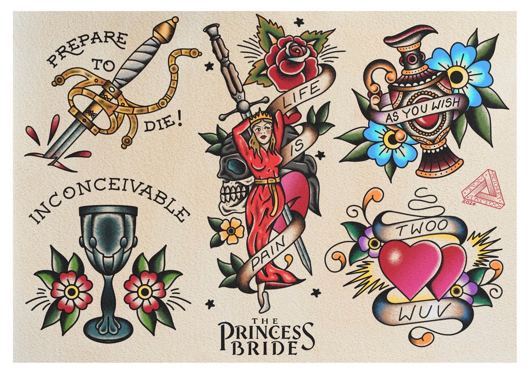 The Princess Bride Inspired High Quality A4 Tattoo Flash Sheet - Etsy