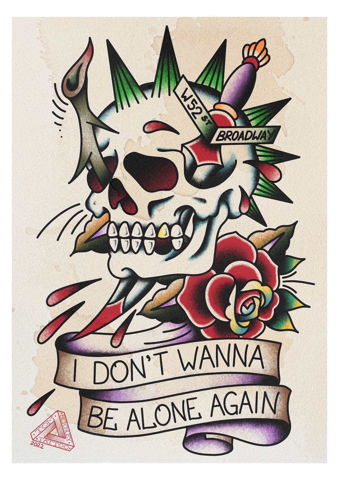 Rancid “olympia WA” Inspired A4 High Quality Tattoo Flash Style Print ...