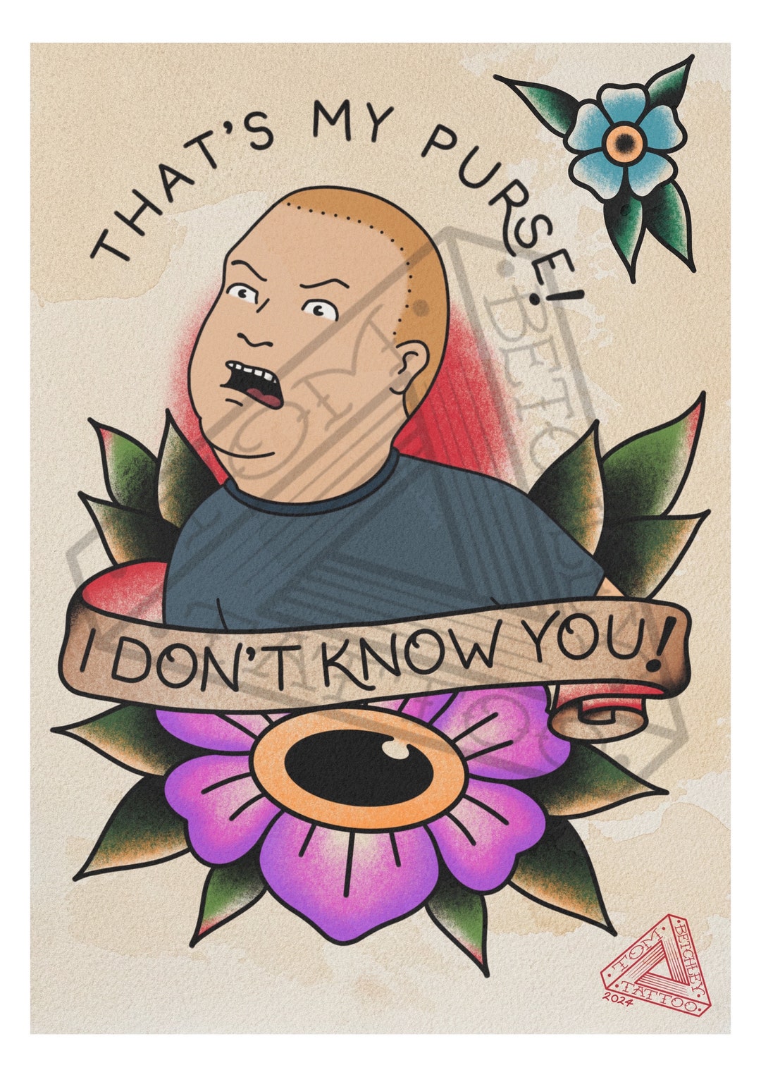 King of the Hill Inspired “I Don’t Know You!” A4 High Quality Tattoo ...