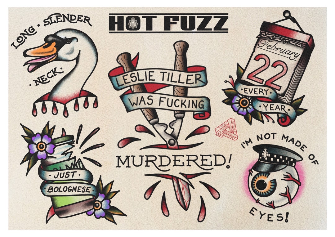 Hot Fuzz Inspired High Quality A4 Tattoo Flash Sheet - Etsy