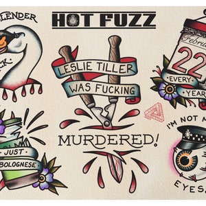 Hot Fuzz Inspired High Quality A4 Tattoo Flash Sheet - Etsy