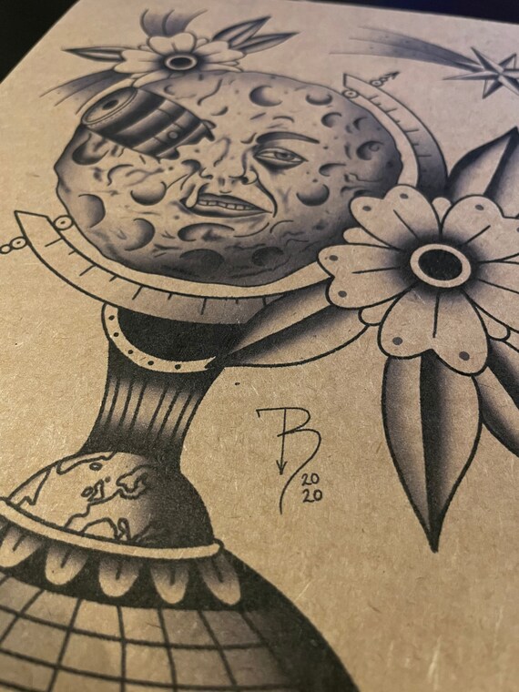 Moon Tattoo Flash Art