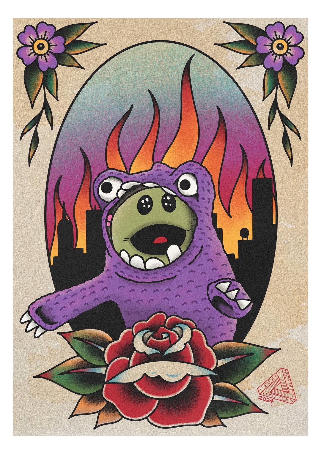 Nanalan “monster” Inspired Tattoo Flash Style High Quality A4 Print - Etsy
