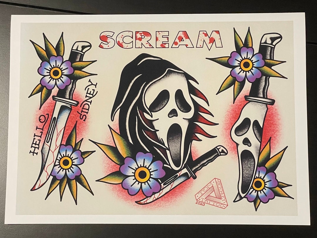 Scream Inspired A4 Tattoo Flash Sheet - Etsy