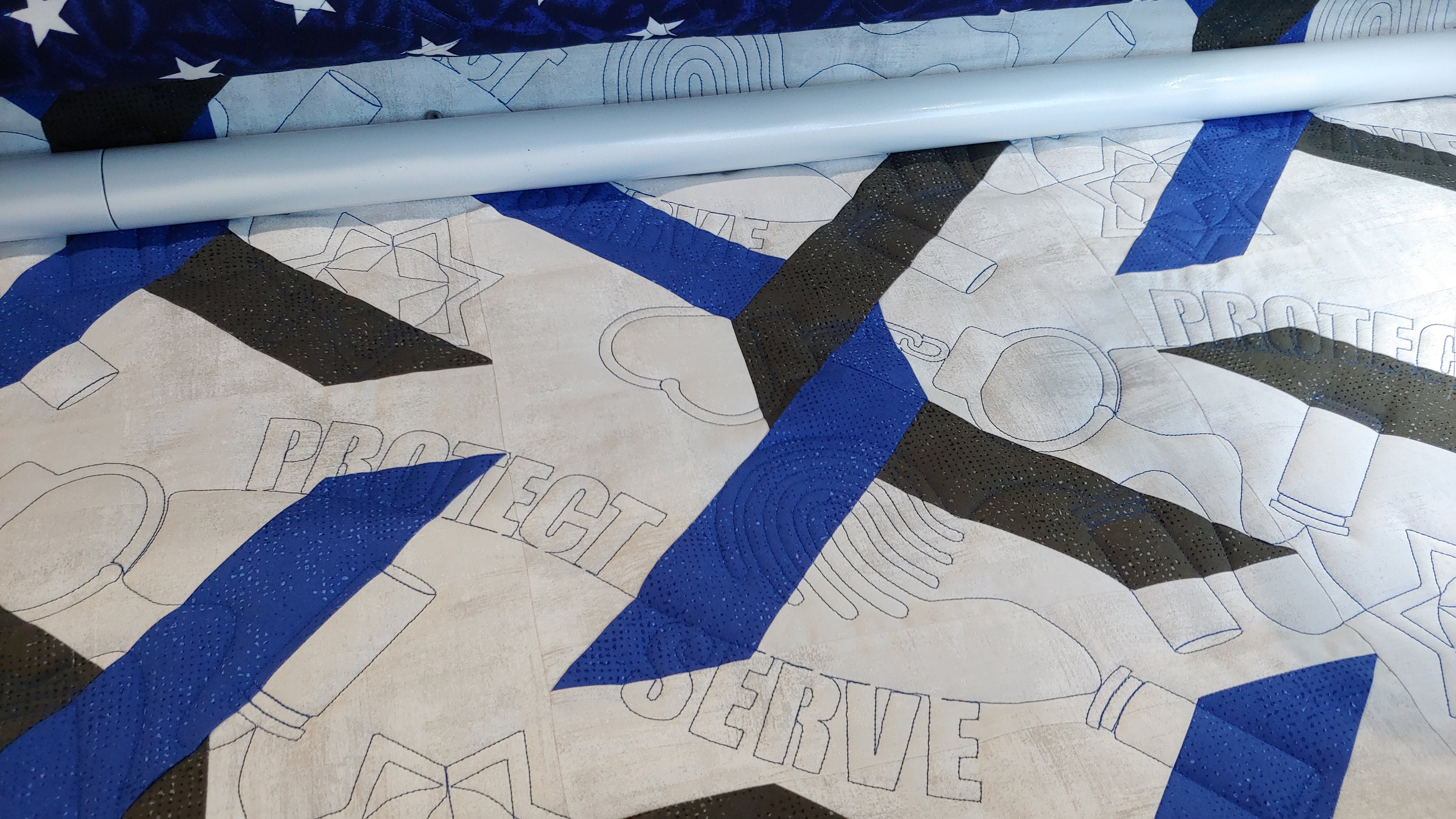 Blue Line Edge to Edge Digital Quilting Design (law Enforcement, Patrol ...