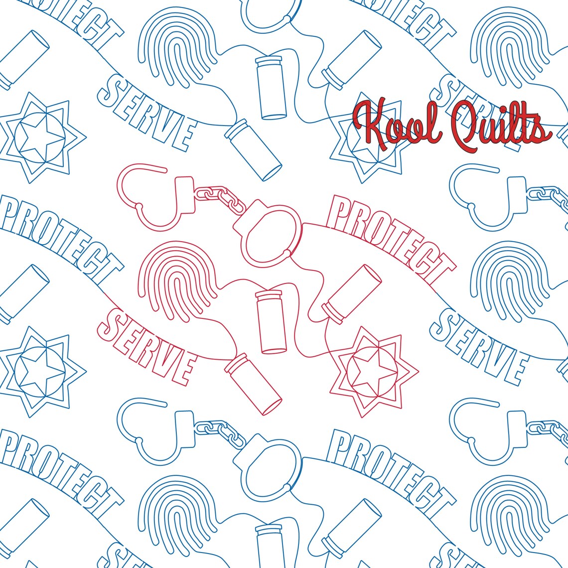 Blue Line Edge to Edge Digital Quilting Design (law Enforcement, Patrol ...