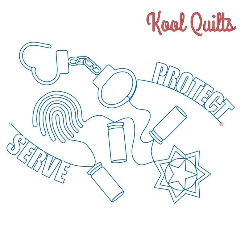 Blue Line Edge to Edge Digital Quilting Design (law Enforcement, Patrol ...