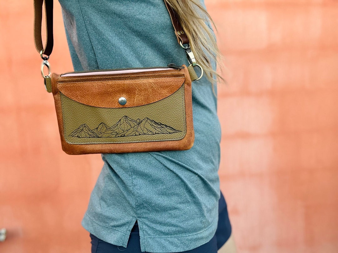 Mountain Crossbody Bag Handmade Leather Mountain Purse - Etsy