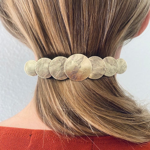 Extra Large Full Moon Hair Clip Gold Circle Barrette Large - Etsy