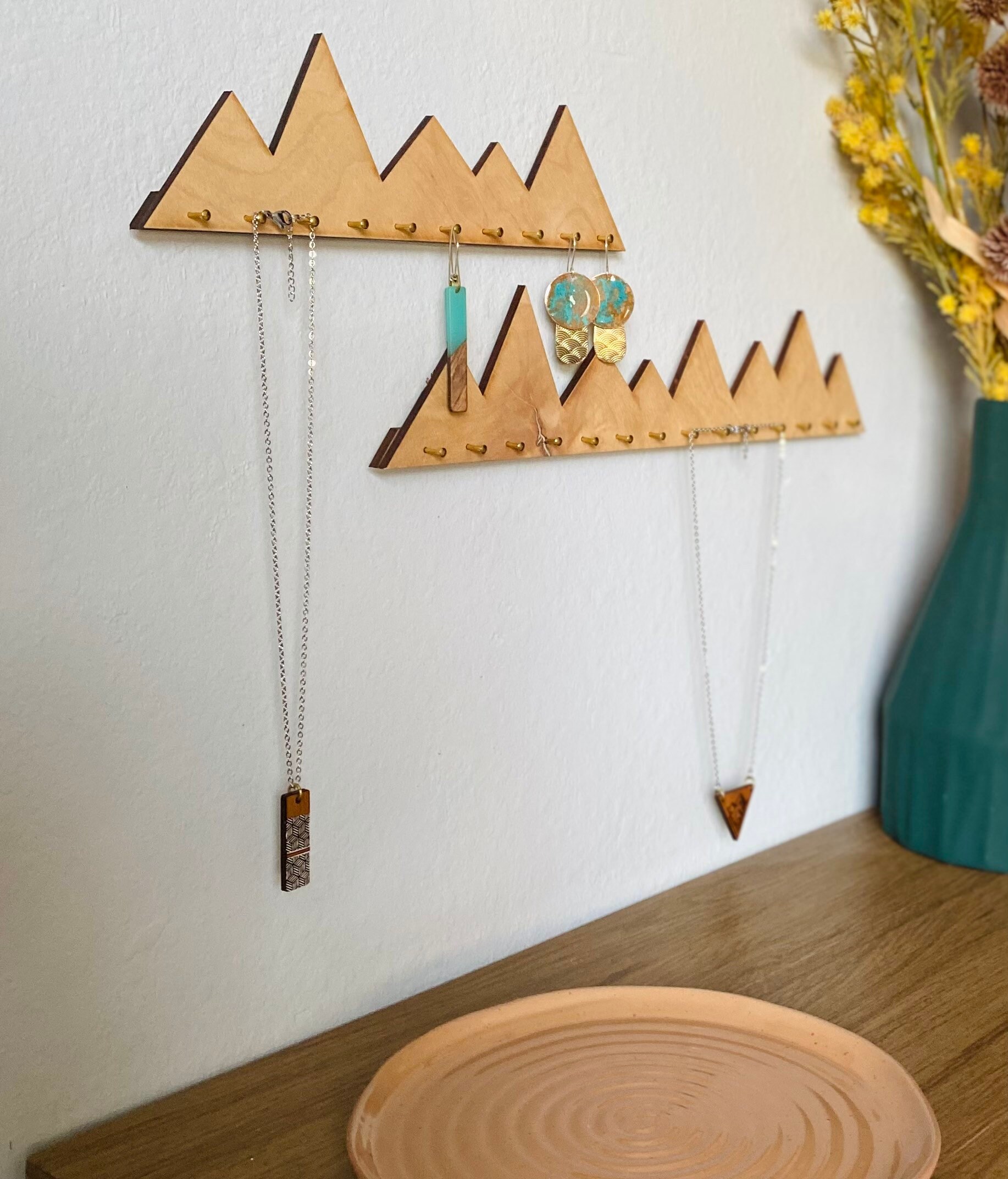 Wood Mountain Necklace Holder Wood Necklace Hanger Jewelry - Etsy