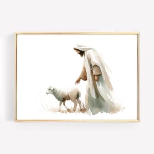 Parable of the Lost Sheep Canvas Wall Art Poster Jesus Leaves the 99 ...